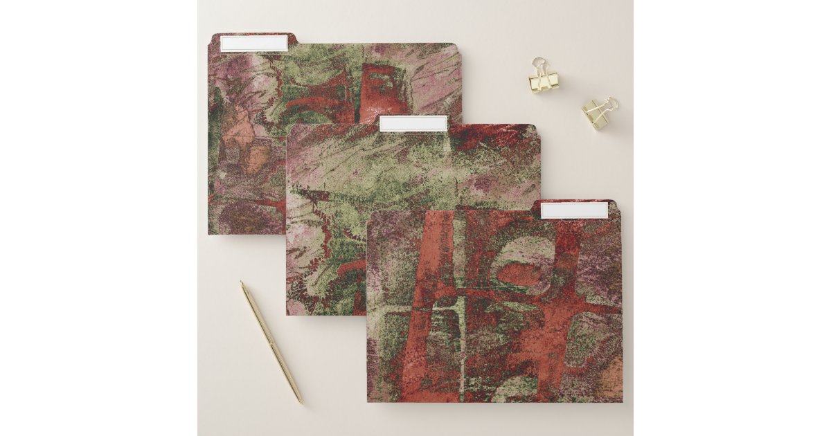 Painted Graffiti Grunge Autumn Red Green Rust File Folder | Zazzle