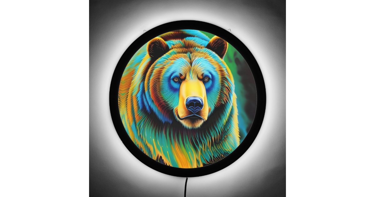 Painted Grizzly Bear LED Sign | Zazzle