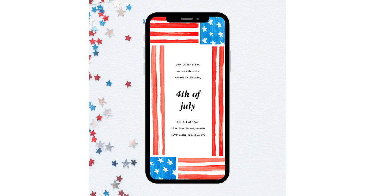 Painted Independence 4th of July Party Invitation | Zazzle