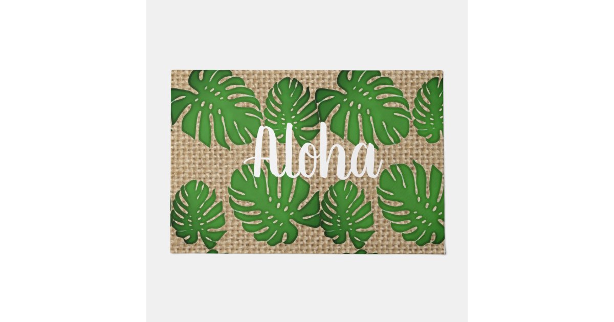 Painted Monstera - Aloha Doormat | Zazzle