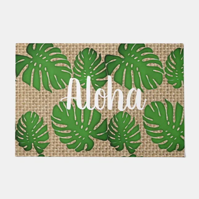 Painted Monstera - Aloha Doormat | Zazzle