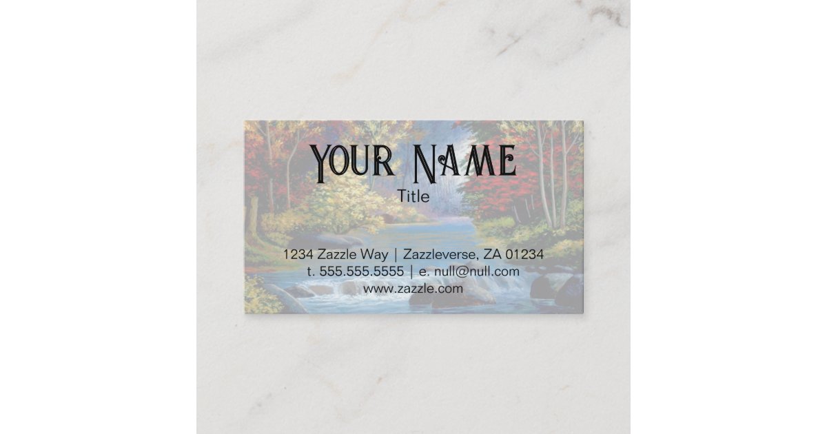 Painted Mysterious Woods and River Business Card | Zazzle