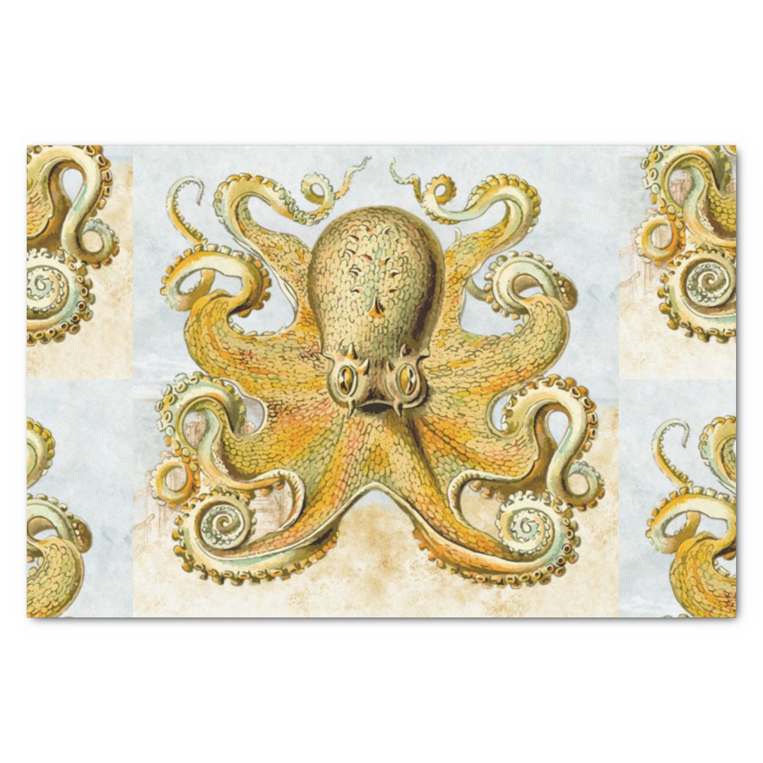 Painted Nautical Octopus Kraken Squid Father's Day Tissue Paper | Zazzle