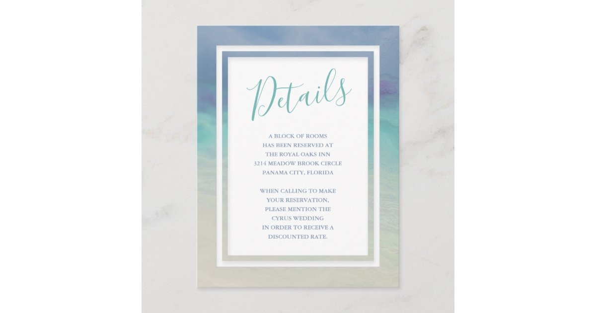 Painted Ocean Border Enclosure Card | Zazzle