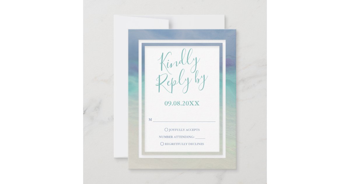Painted Ocean Border RSVP Card | Zazzle