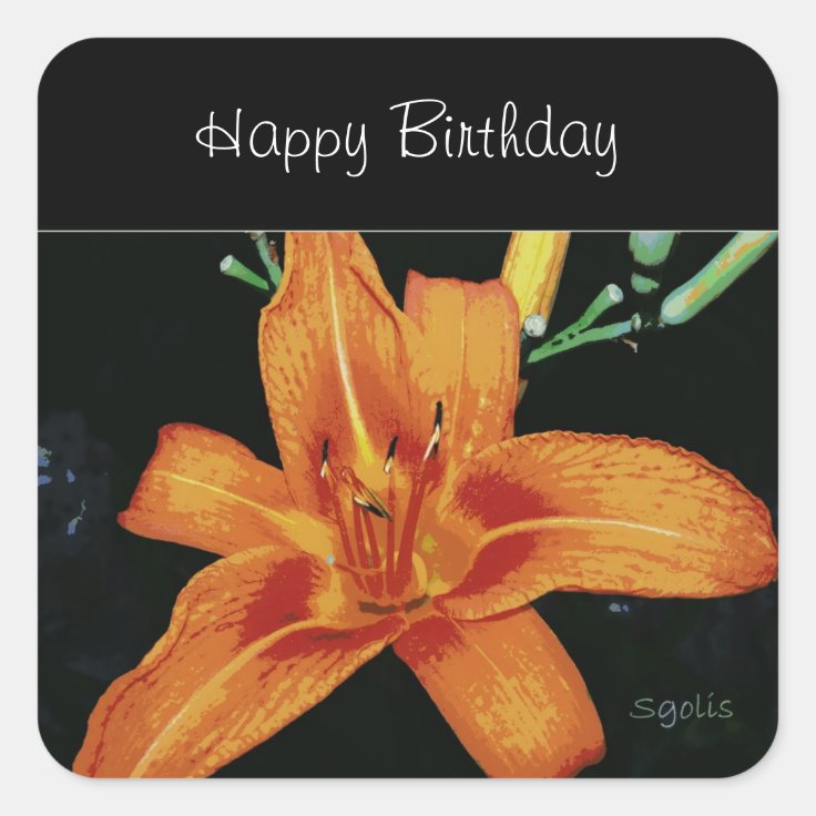 Painted Orange Tiger Lily Sticker | Zazzle
