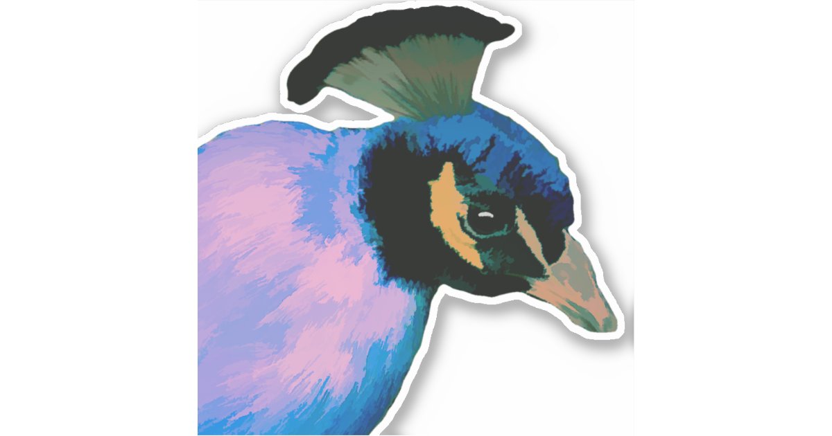 Painted Peacock Vinyl Sticker | Zazzle