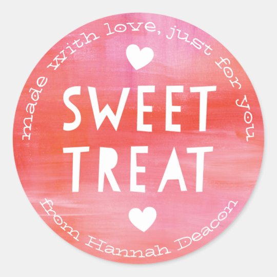 Painted Pink Red Sweet Treat Valentines Day Classic Round Sticker ...