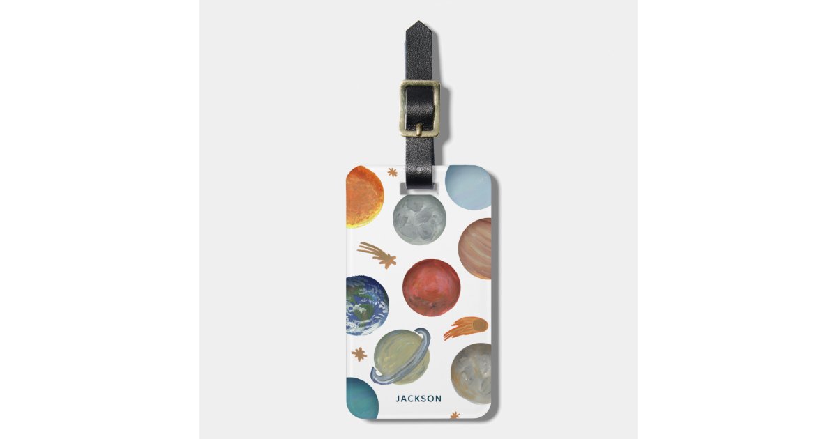 Painted Planets and Name Luggage Tag | Zazzle