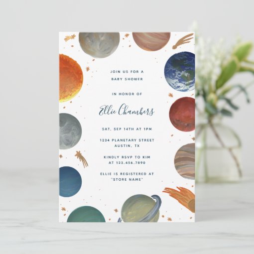 Painted Planets Baby Shower Invitation | Zazzle