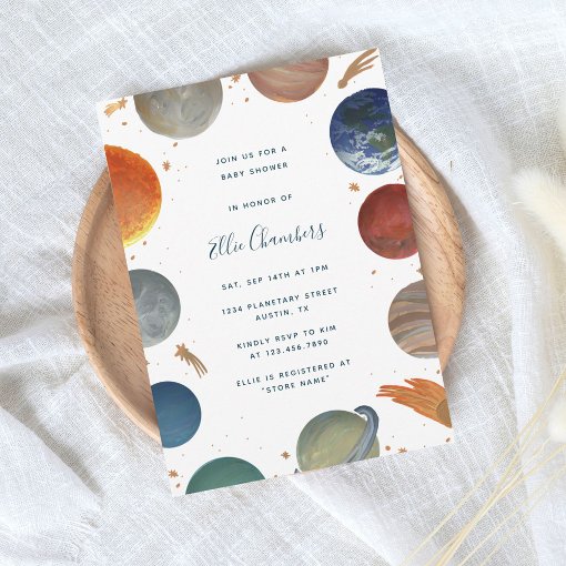 Painted Planets Baby Shower Invitation | Zazzle