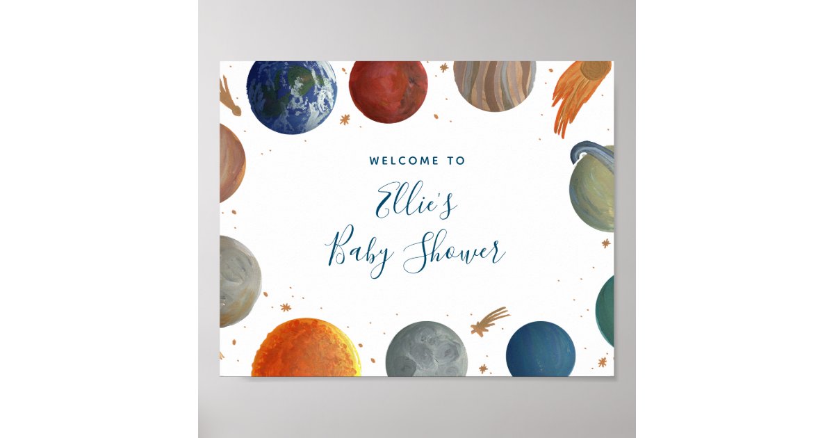 Painted Planets Baby Shower Welcome Sign | Zazzle