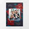 Painted Poinsettias Christmas Photo Tri-Fold Holiday Card | Zazzle
