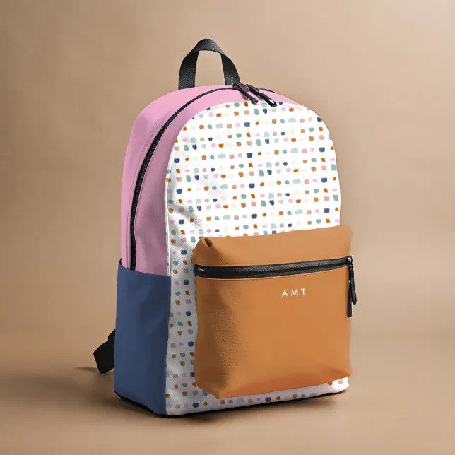 Painted Polka Dot Spots Personalized Name Colorful Printed Backpack ...