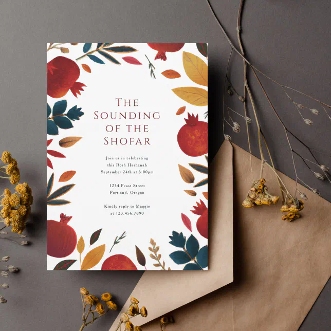 Painted Pomegranates Rosh Hashanah Invitation | Zazzle