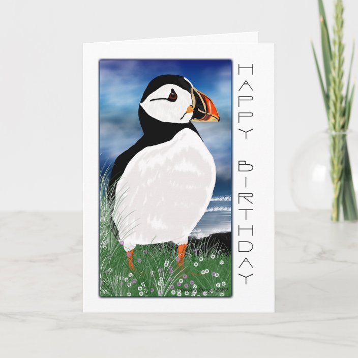 Painted Puffin Birthday Card - Birthday Card With | Zazzle.com
