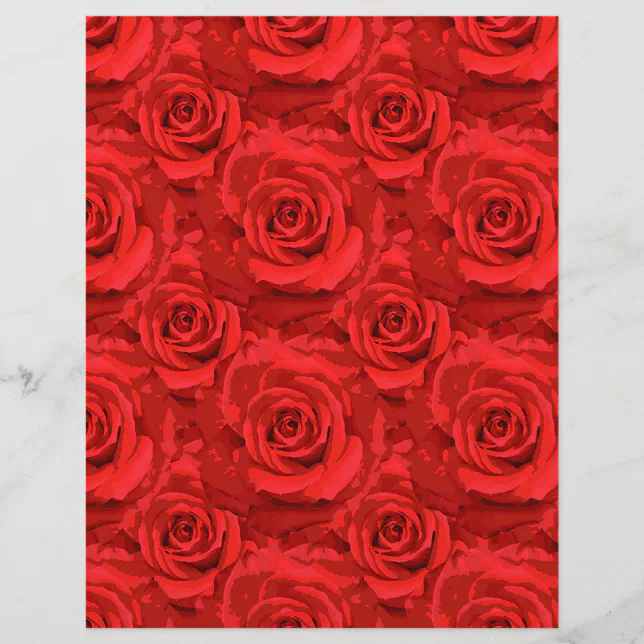 Painted Red Roses Arts & Craft Scrapbook Paper | Zazzle