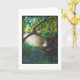 Painted River And Trees Art Happy Birthday Card | Zazzle