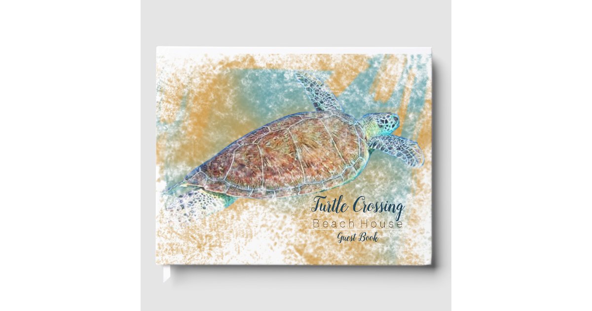 Painted Sea Turtle Themed Vacation Property Guest Book | Zazzle