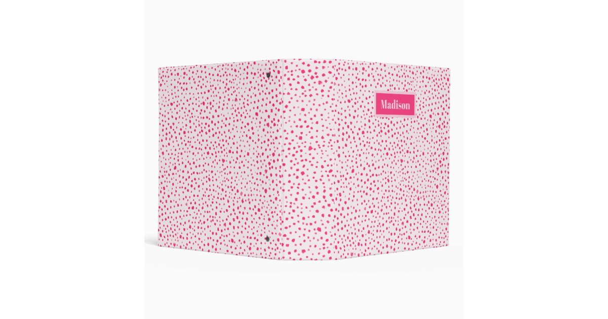 Painted Smudge Dots Preppy Hot Pink Personalized 3 Ring Binder | Zazzle