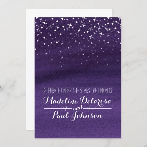 Painted star night sky starry wedding invitation | Zazzle