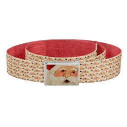 Painted Vintage Santa Claus face Pattern Christmas Belt | Zazzle