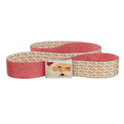 Painted Vintage Santa Claus face Pattern Christmas Belt | Zazzle