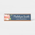 Painted Watercolor Floral Pattern Custom Name Desk Name Plate | Zazzle