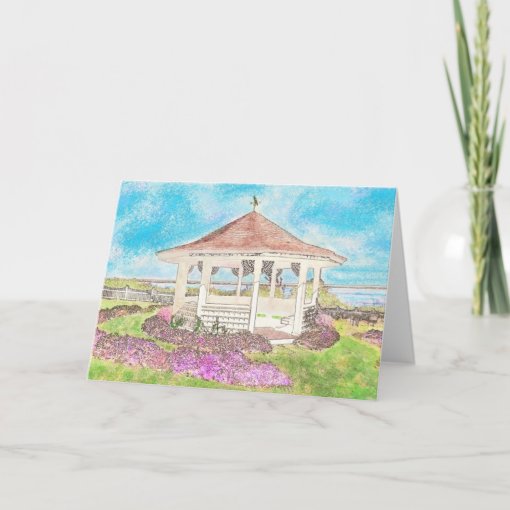 Painted White Gazebo In Cape Cod Greeting Card | Zazzle