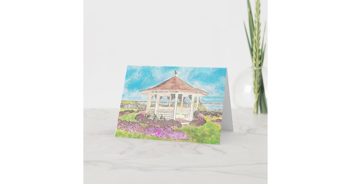 Painted White Gazebo In Cape Cod Greeting Card | Zazzle
