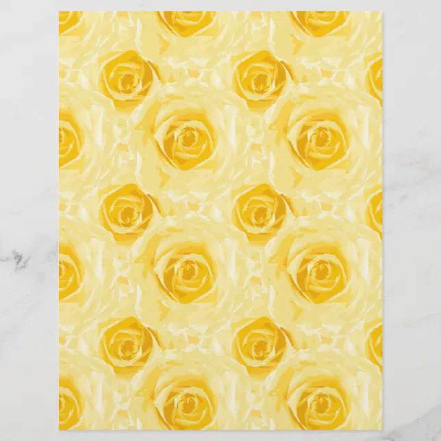 Painted Yellow Roses Arts & Craft Scrapbook Paper | Zazzle