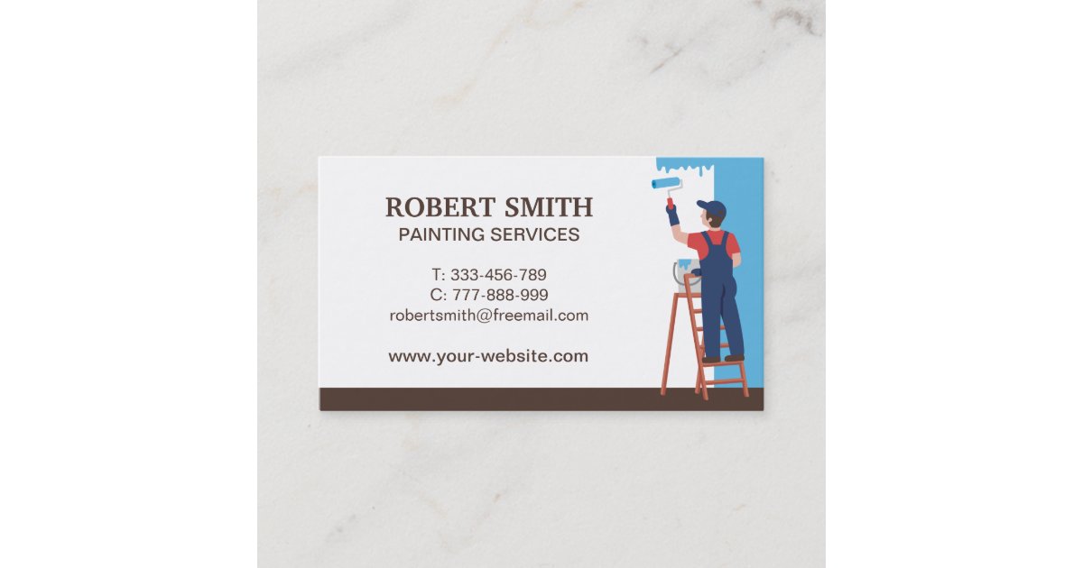 Painter On Ladder Painting Business Card | Zazzle