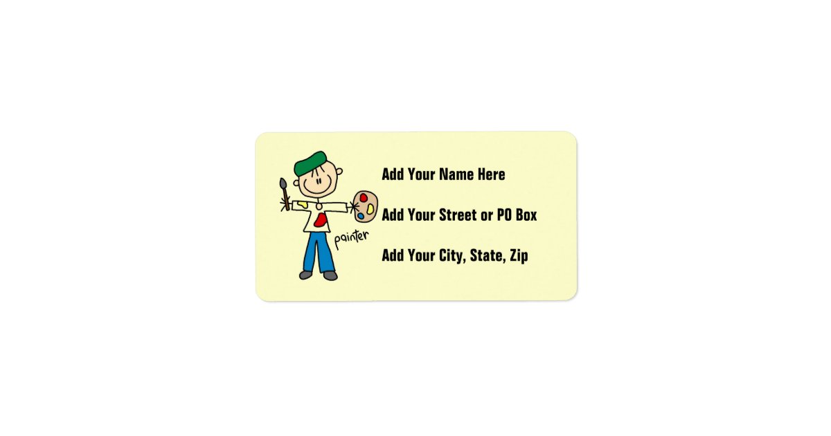 Painter Stick Figure Label | Zazzle