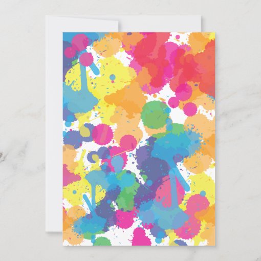 Painting Art Party Colorful Splatters Invitation | Zazzle