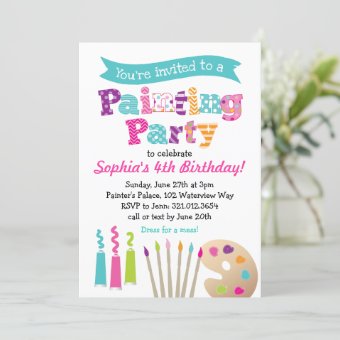 Painting Art Party Invitation | Zazzle