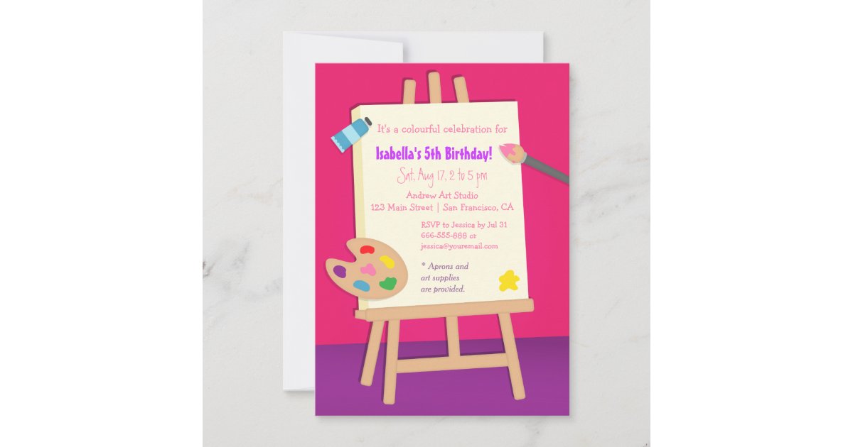 Painting Arts Kids Birthday Party Invitation | Zazzle