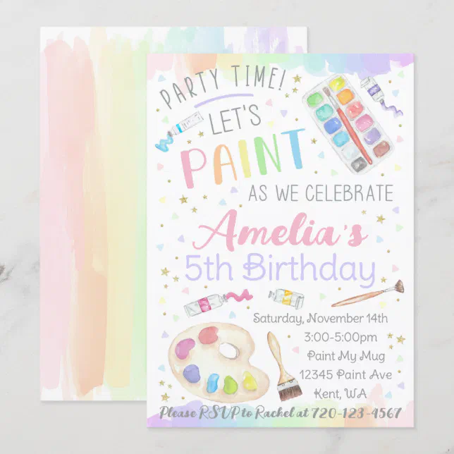 Painting Birthday Invitation, Paint Party Invitation | Zazzle