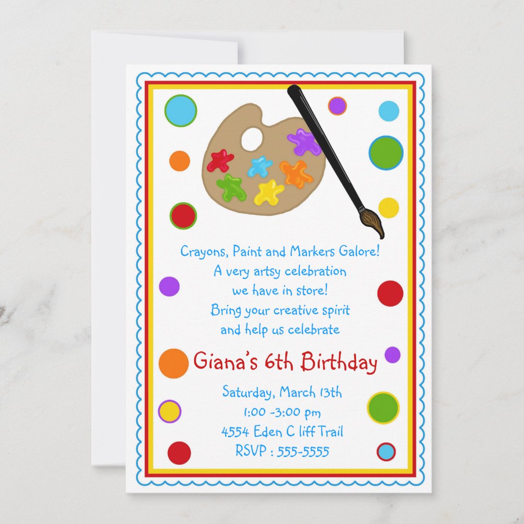 Painting Birthday Party Invitations | Zazzle