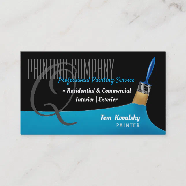 Painting Company | Professional Sky Blue Business Card | Zazzle