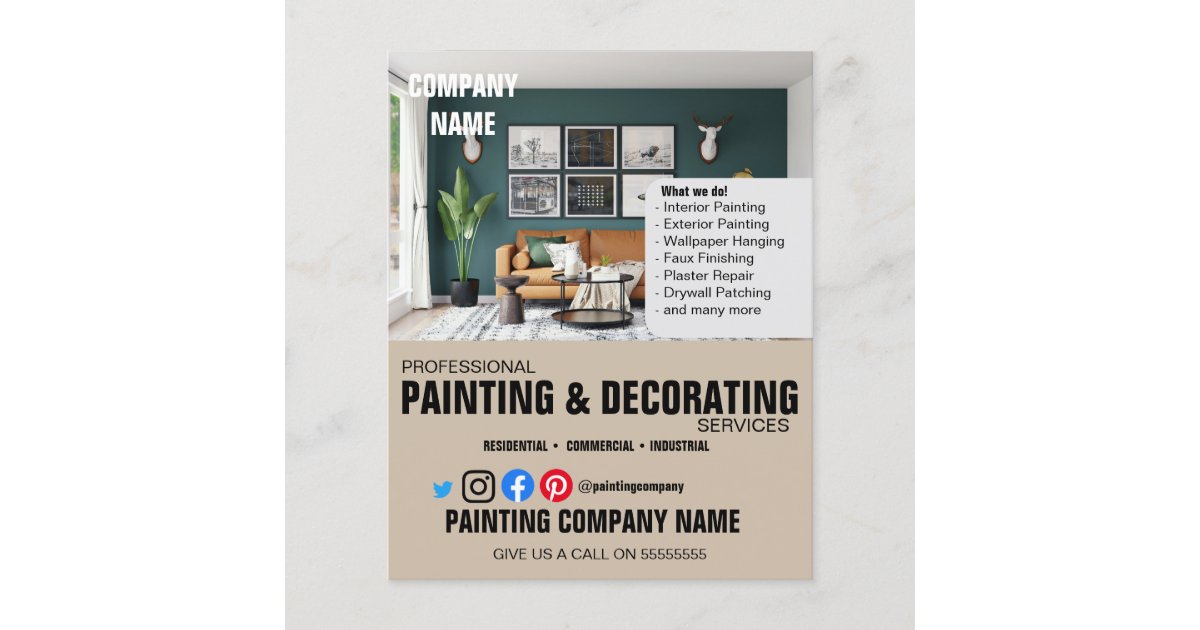 PAINTING & DECORATING interior design decorator Flyer | Zazzle