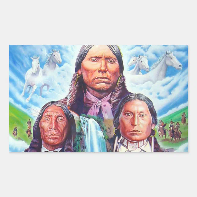Painting Famous Indian Chiefs Native Americans Rectangular Sticker | Zazzle