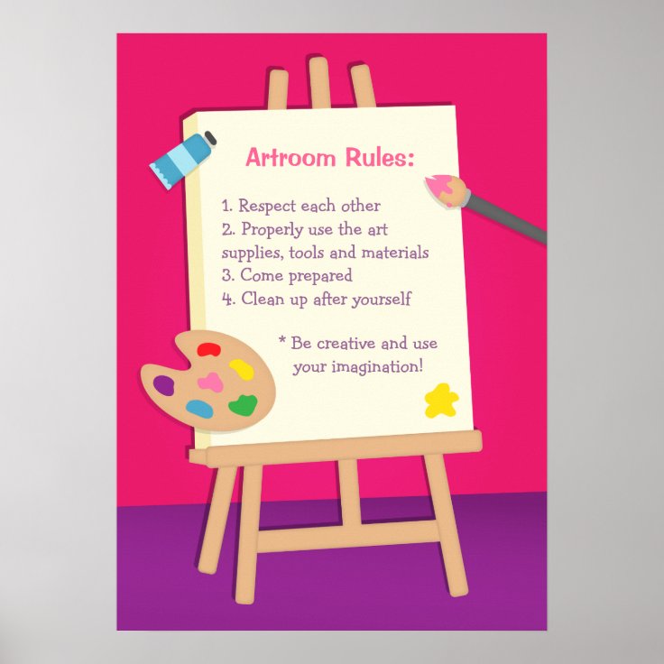 Painting Kids Art Room Class Rules Poster | Zazzle