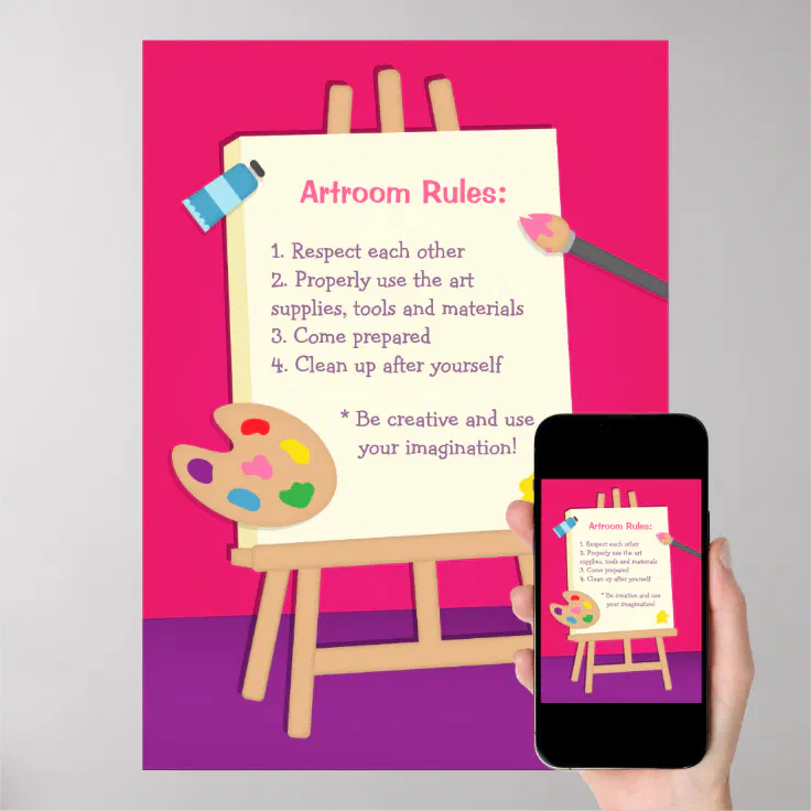 Painting Kids Art Room Class Rules Poster | Zazzle