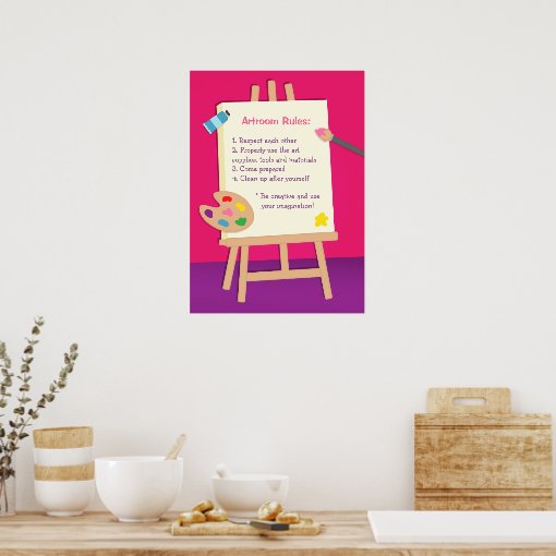 Painting Kids Art Room Class Rules Poster | Zazzle