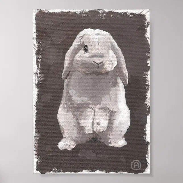 Painting Of A Cute Rabbit Sitting Up Poster | Zazzle