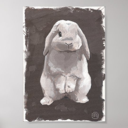 Painting Of A Cute Rabbit Sitting Up Poster | Zazzle.com