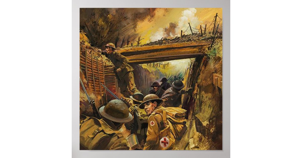 Painting of battle in the trenches of world war 1 poster | Zazzle