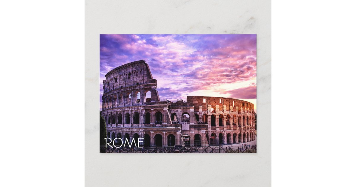 Painting of Colosseum in Rome at sunset Postcard | Zazzle