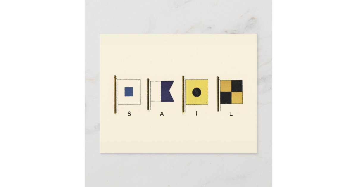 Painting of Four Flags with Sail Written Beneath Postcard | Zazzle