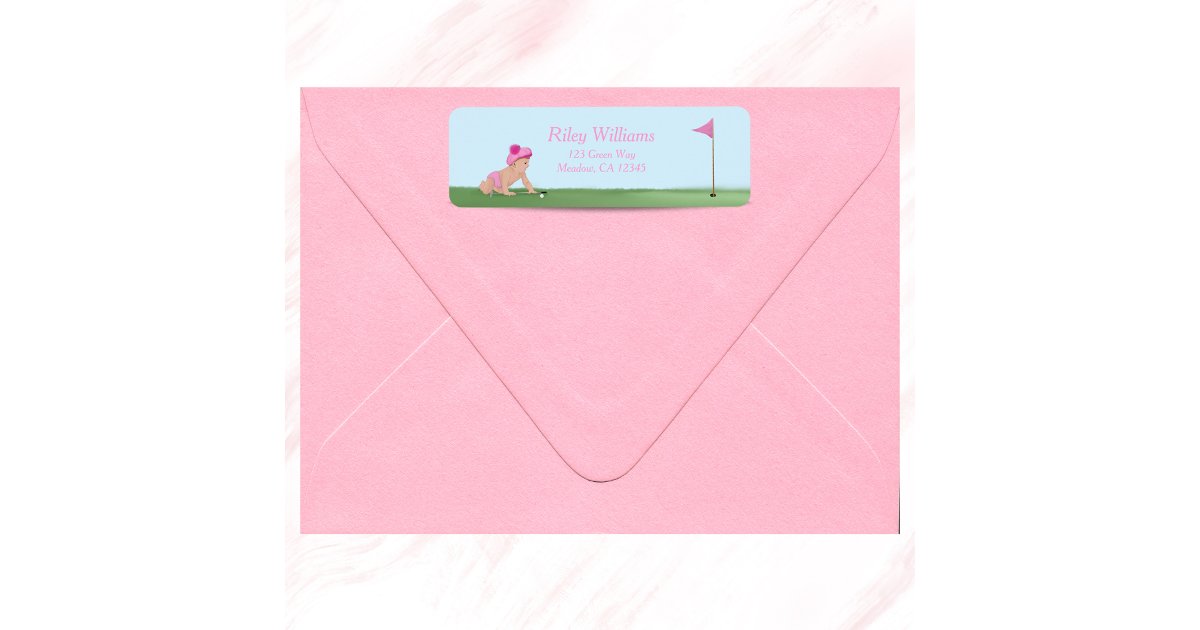 Painting Of Golf Baby Girl Sweet Caddy Baby Shower Label | Zazzle